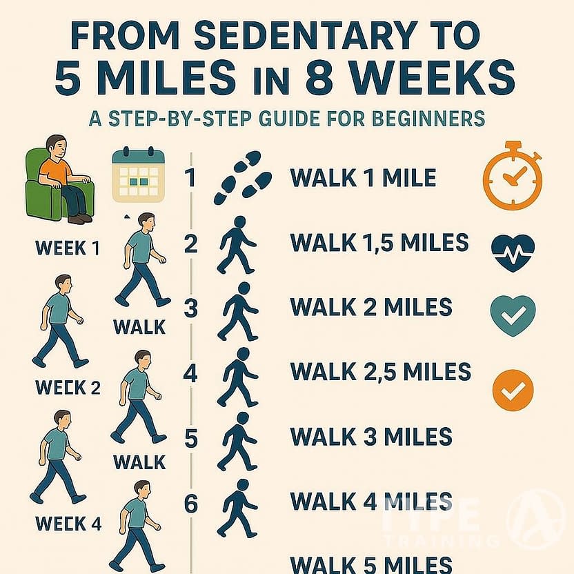 Progressive Walking Plan: Sedentary To 5 Miles In 8 Weeks